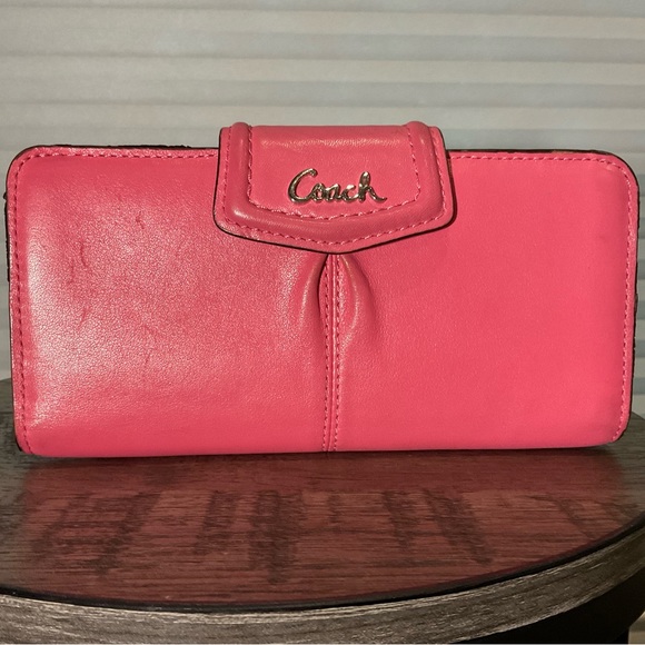 Coach | Bags | Coach Leather Slim Wallet Pink | Poshmark